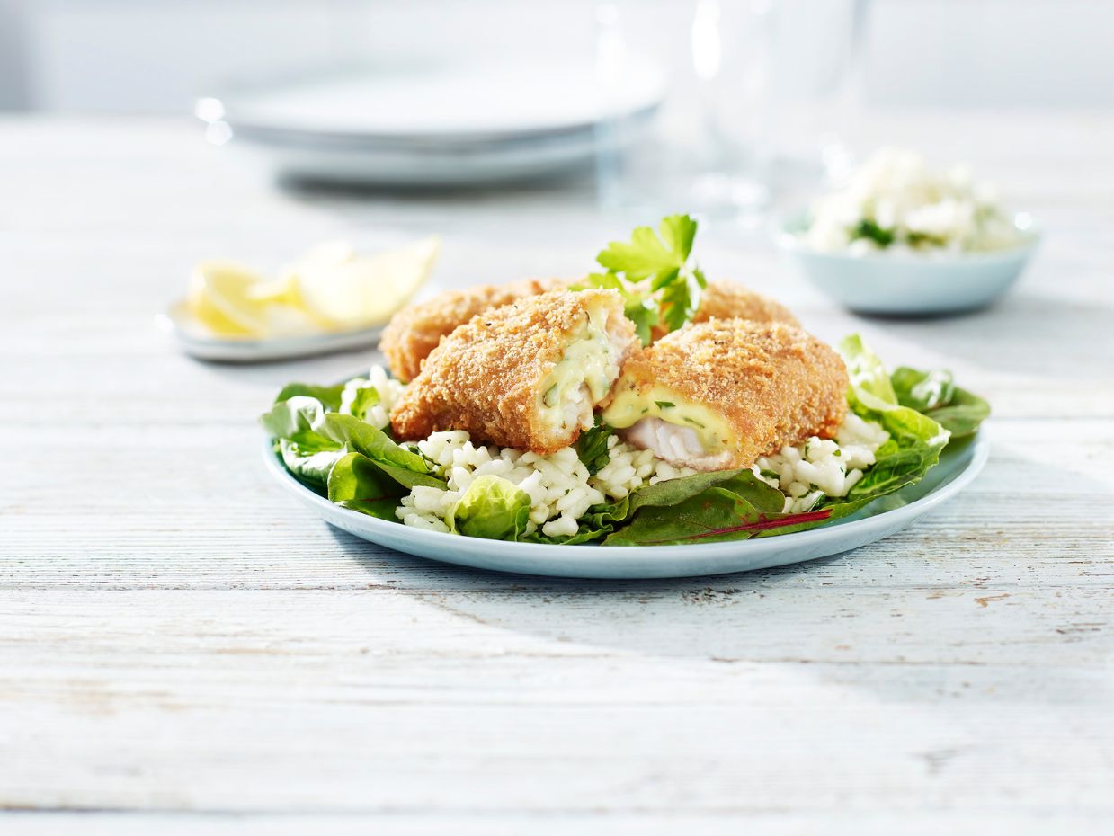 Fylt torsk med rykende varm risotto - Lofoten